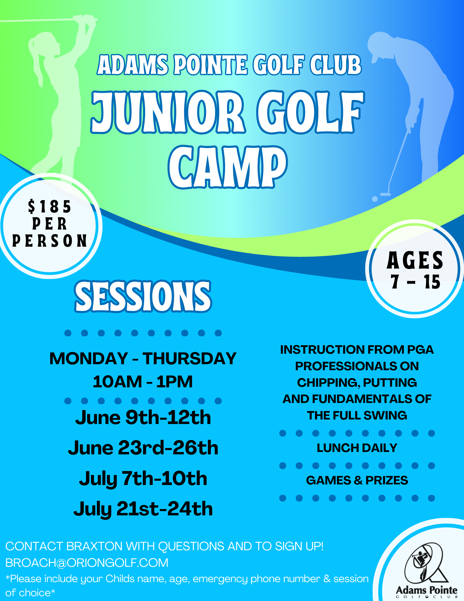 Adams Pointe Golf Club - Junior Camp